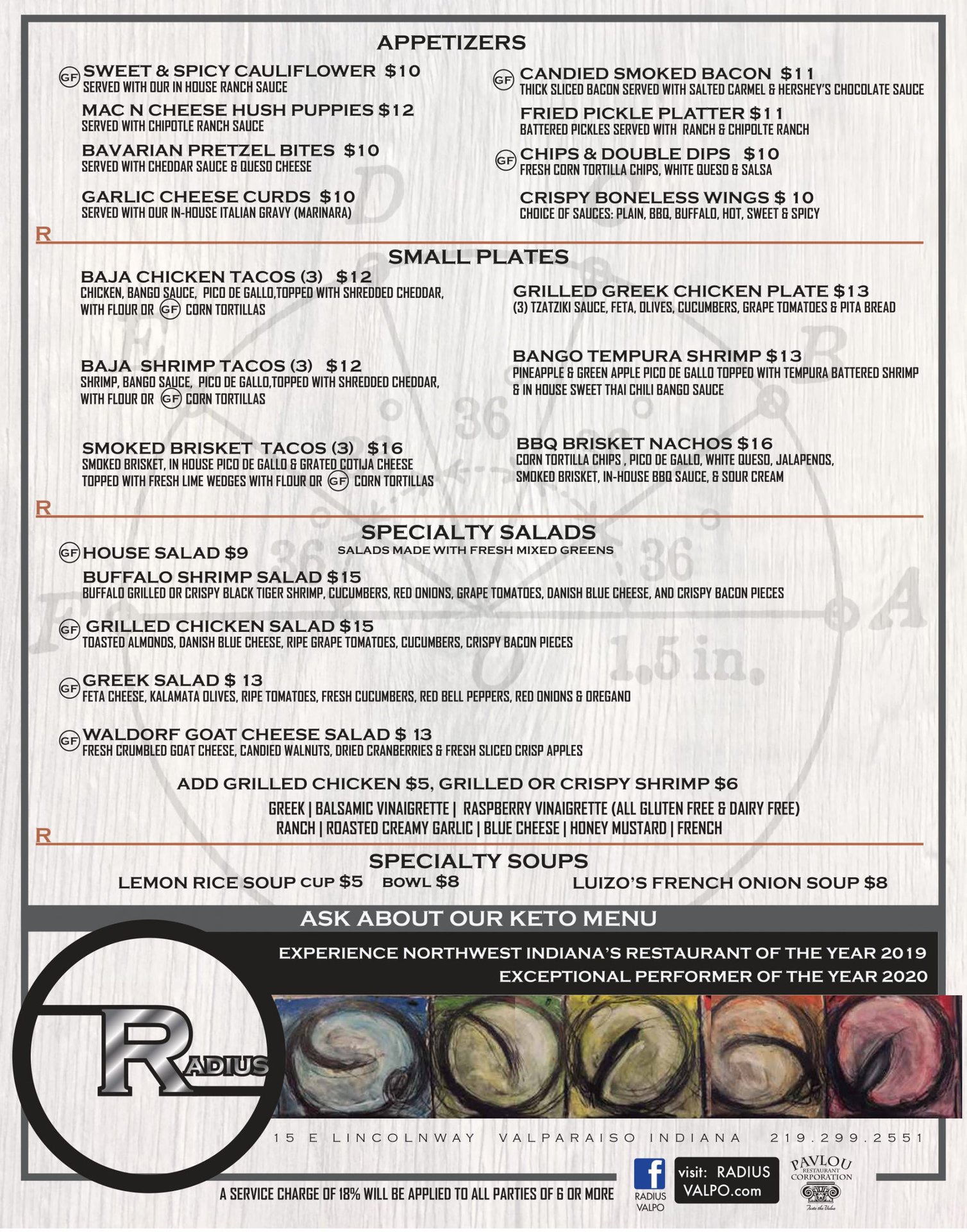 Menu- Burgers, Family Menu, Bar & Fun | Radius - Valpo